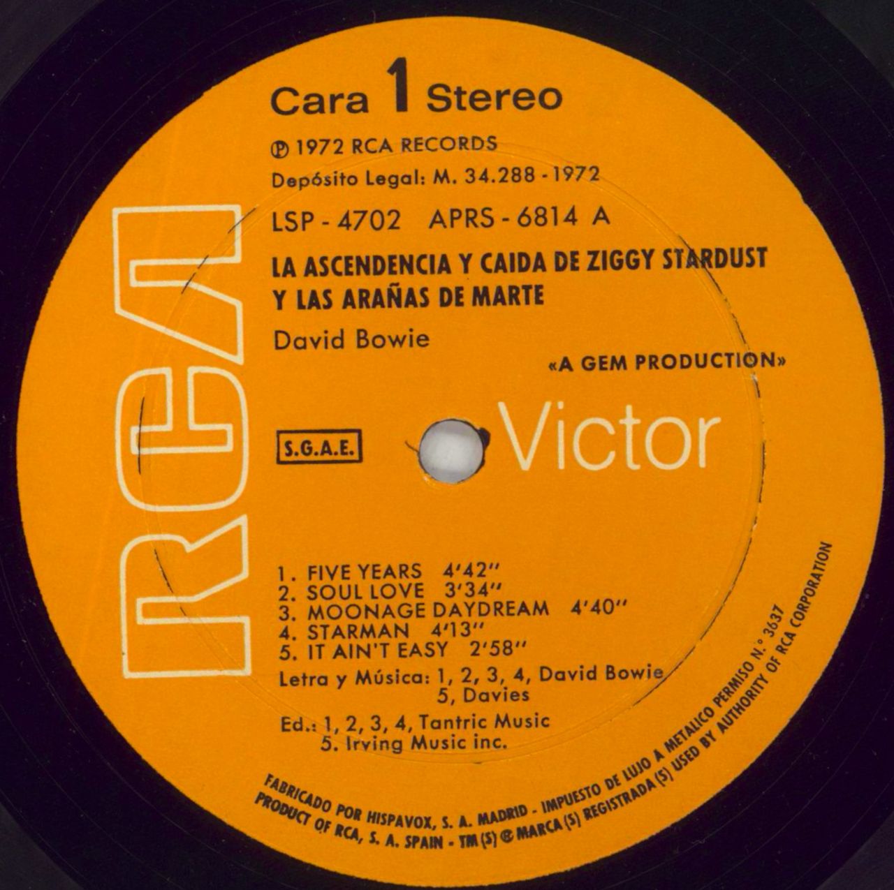 David Bowie La Ascendencia Y La Caida De Ziggy Stardust Y Las Arañas D — RareVinyl.com