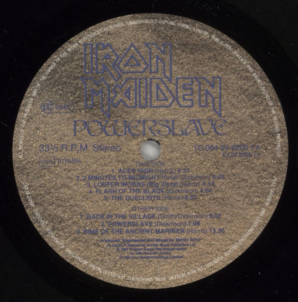 Iron Maiden Powerslave - German Tour Dates Sticker German Vinyl LP ...