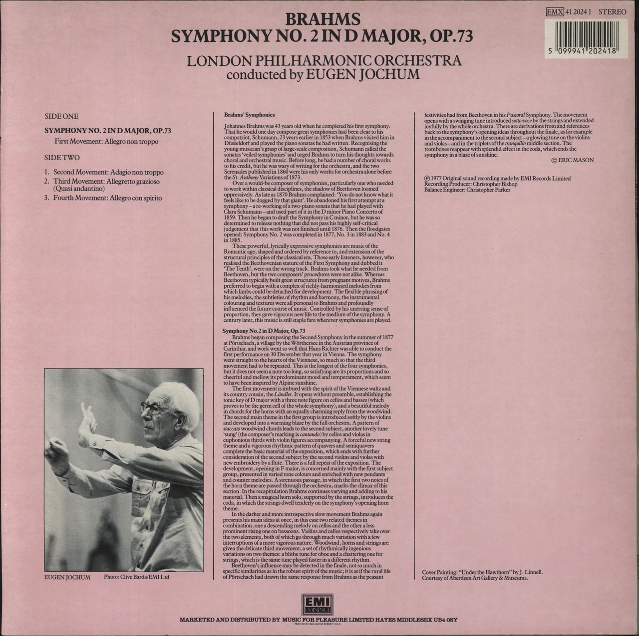 Johannes Brahms Symphony No. 2 in D Major, Op.73 UK Vinyl LP — RareVinyl.com