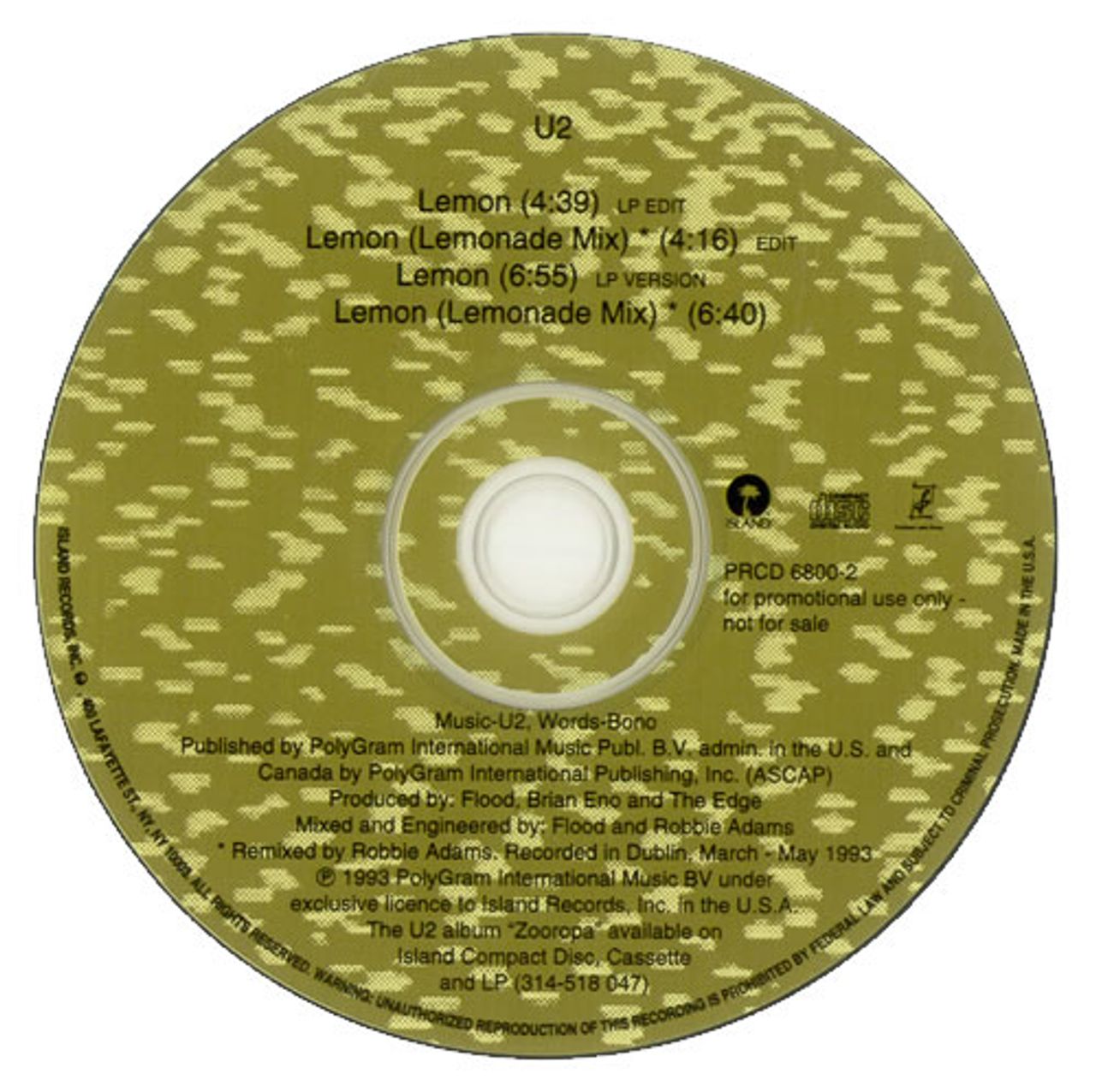 U2 Lemon US Promo CD single — RareVinyl.com