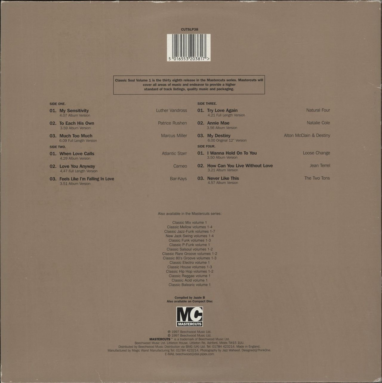 Various-Soul & Funk Classic Soul Mastercuts Volume 1 (The Jazzie B Sel ...