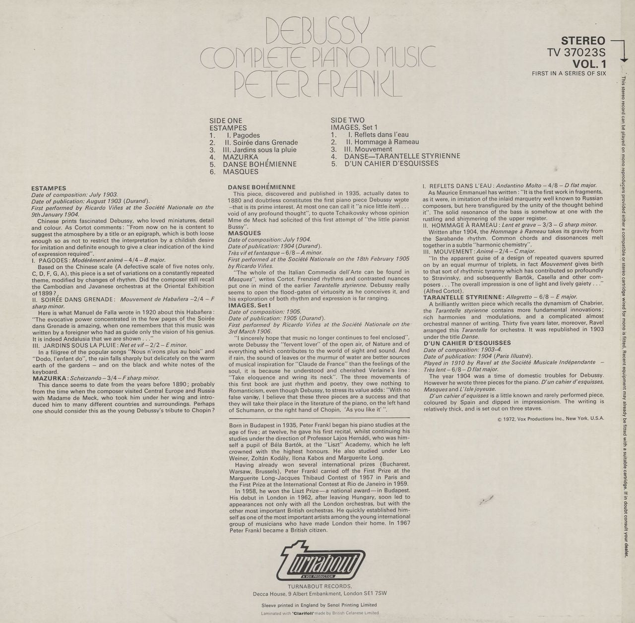 Claude Debussy Complete Piano Music Volume 1 UK Vinyl LP — RareVinyl.com