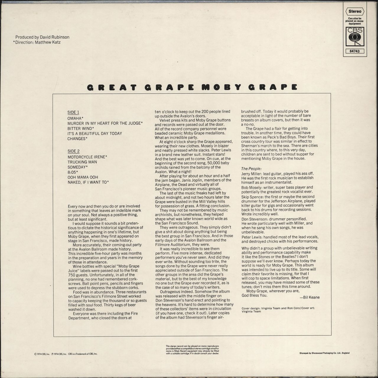 Moby Grape Great Grape UK Vinyl LP — RareVinyl.com