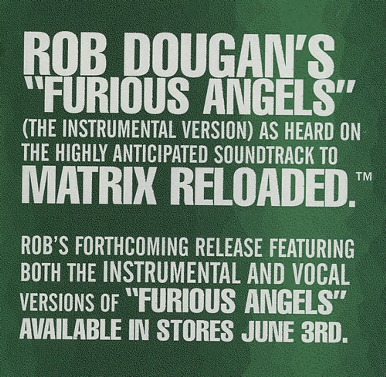 Rob Dougan Furious Angels US Promo CD single — RareVinyl.com