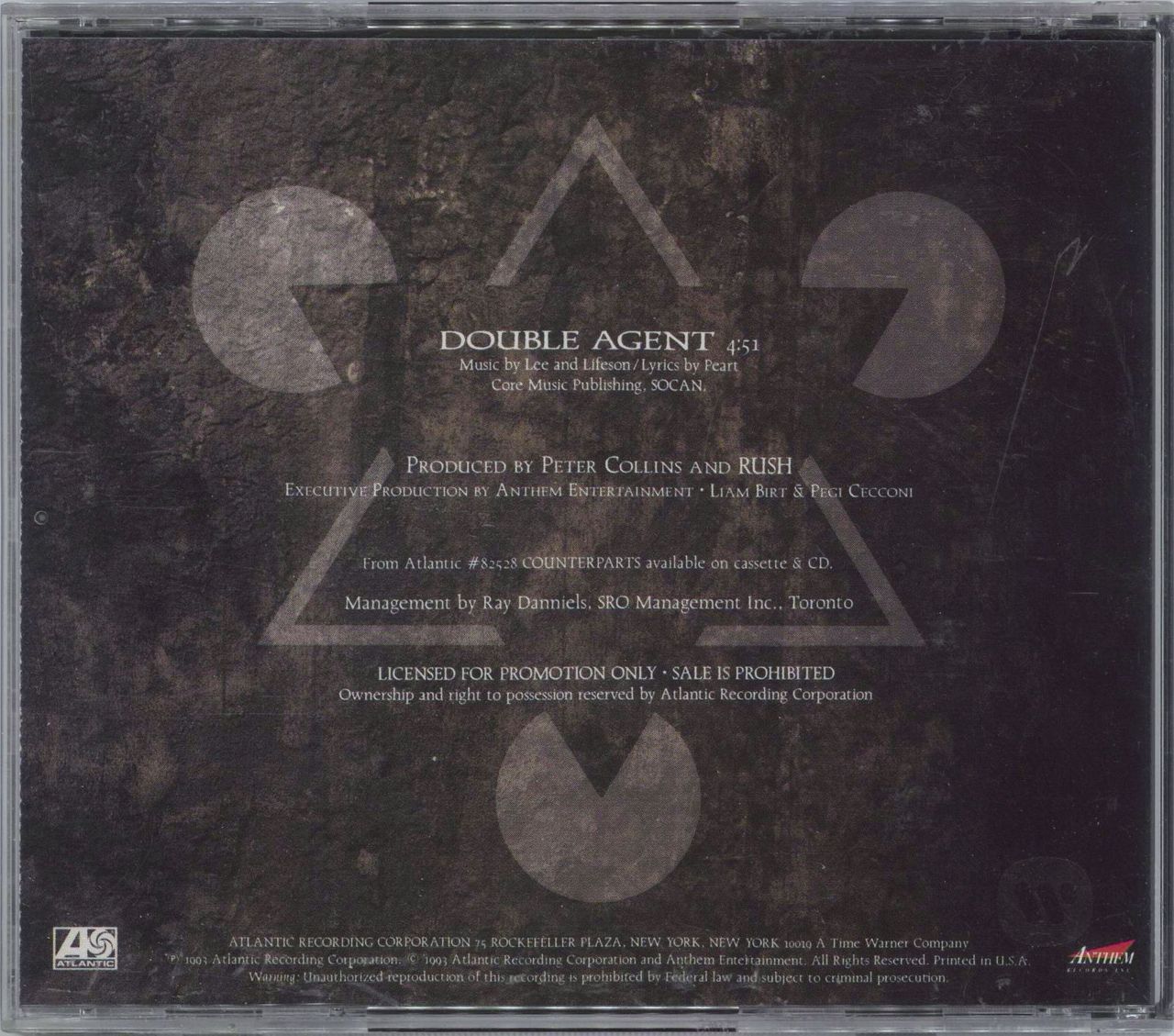 Rush Double Agent US Promo CD single — RareVinyl.com