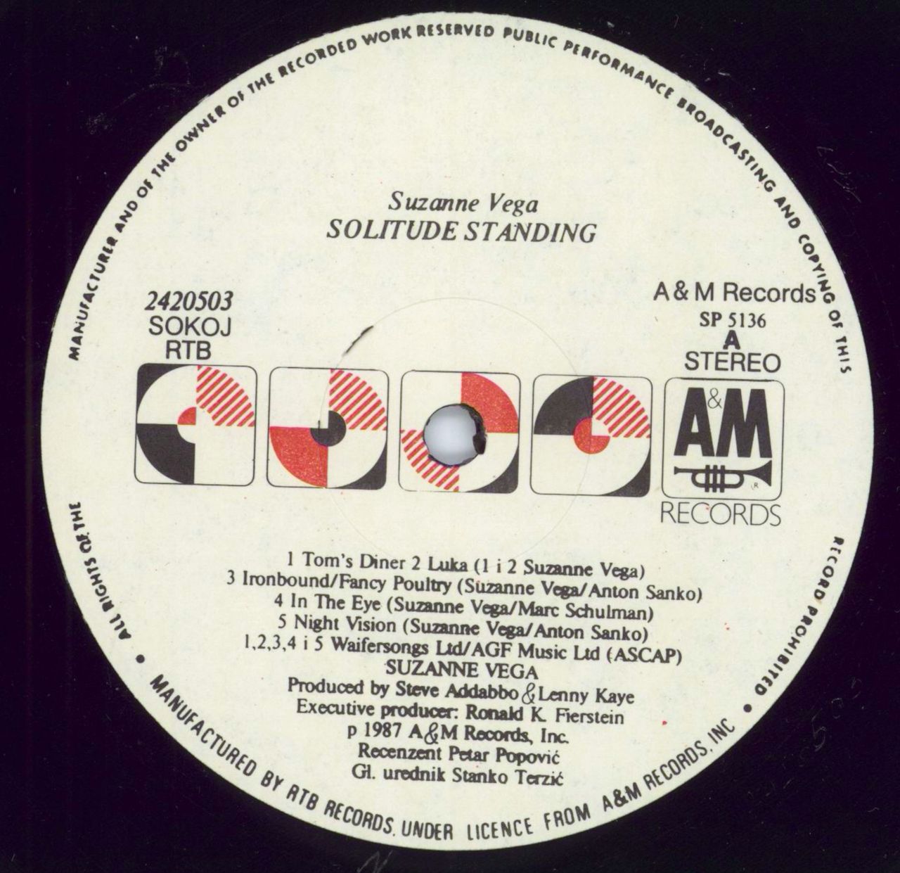 Suzanne Vega Solitude Standing Yugoslavian Vinyl LP — RareVinyl.com