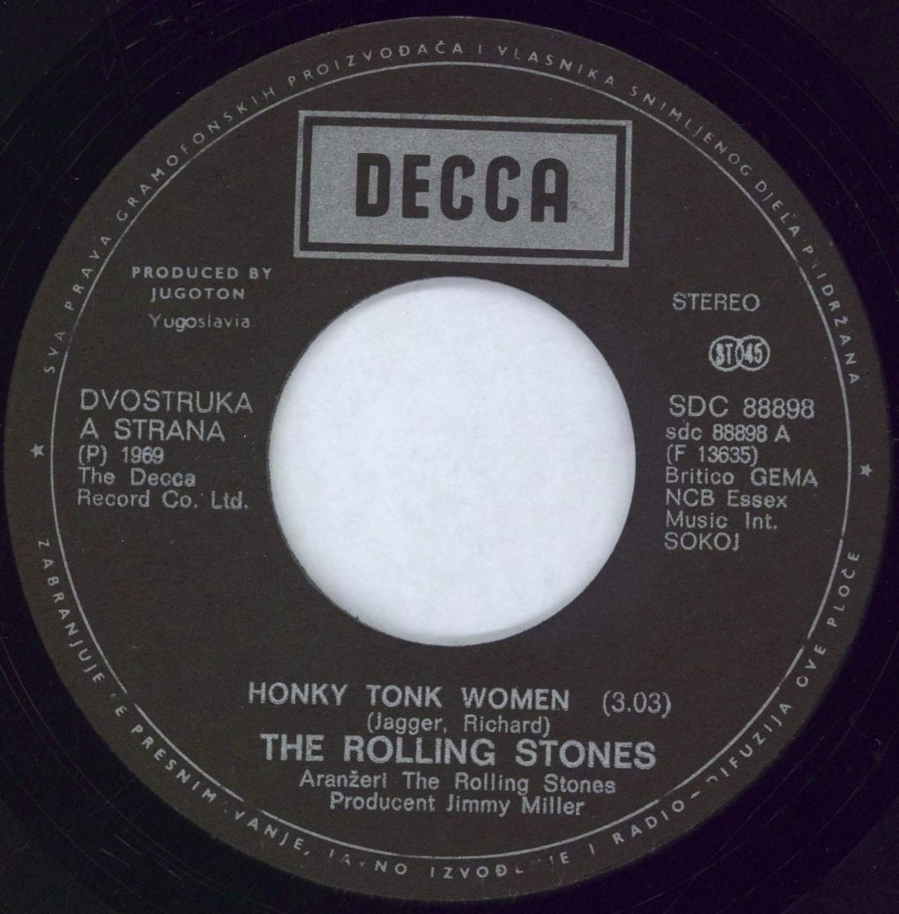 The Rolling Stones Honky Tonk Women Yugoslavian 7" vinyl — RareVinyl.com
