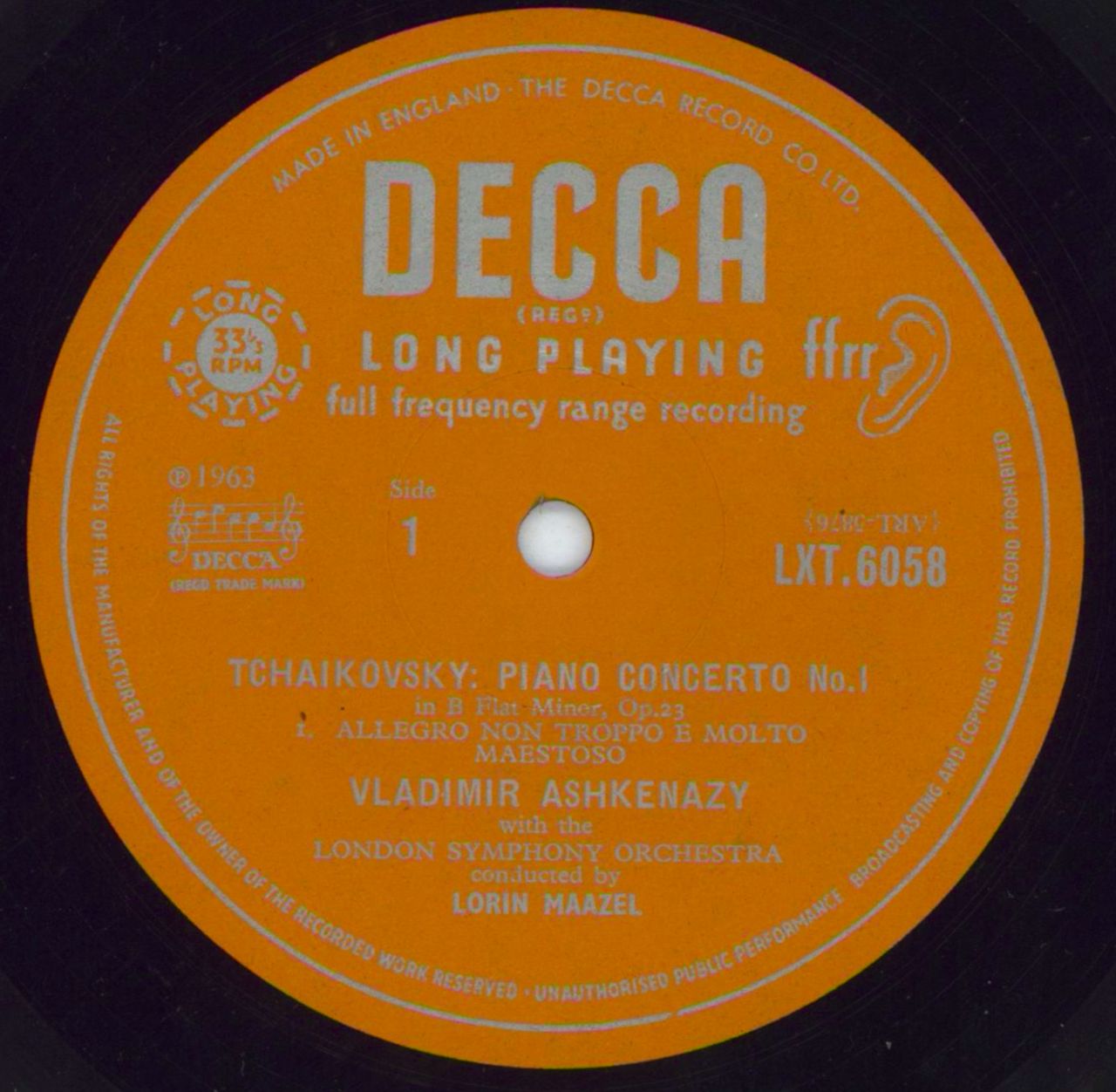 Vladimir Ashkenazy Tchaikovsky: Piano Concerto No. 1 UK Vinyl LP — RareVinyl.com